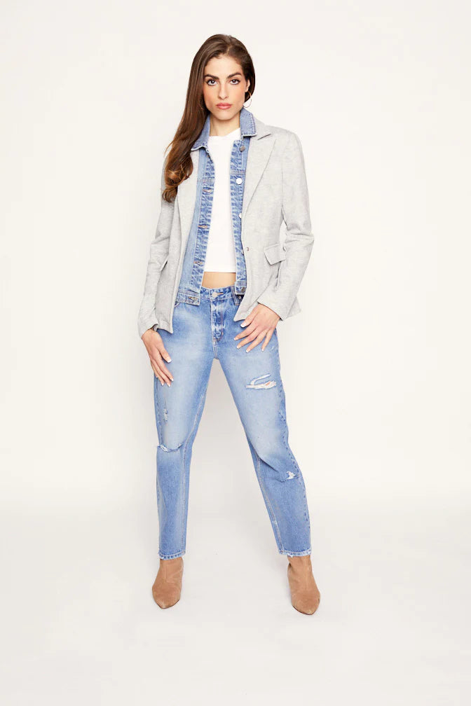 Helen Blazer in Ibiza & Heather Grey With Denim Insert – ShopGorgeousThings